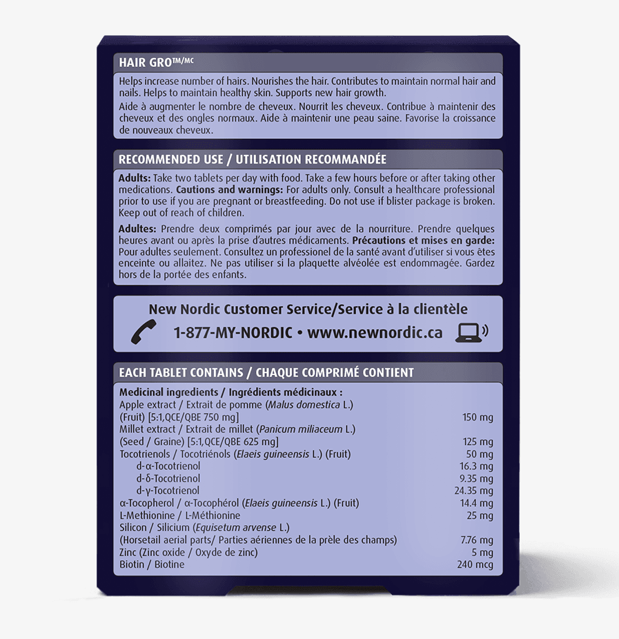 Hair Gro ™ Supplement & Vitamins for New Hair Growth | New Nordic - Canada